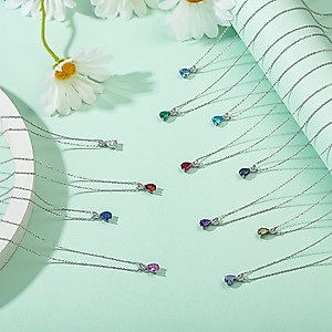 IEFRICH Sterling Silver Necklace for Women - Birthstone Necklace for Women Aquamarine Necklace Silver Necklaces for Teen Girls Birthstone Necklace Aquamarine Jewelry Silver Jewelry for Women Gifts