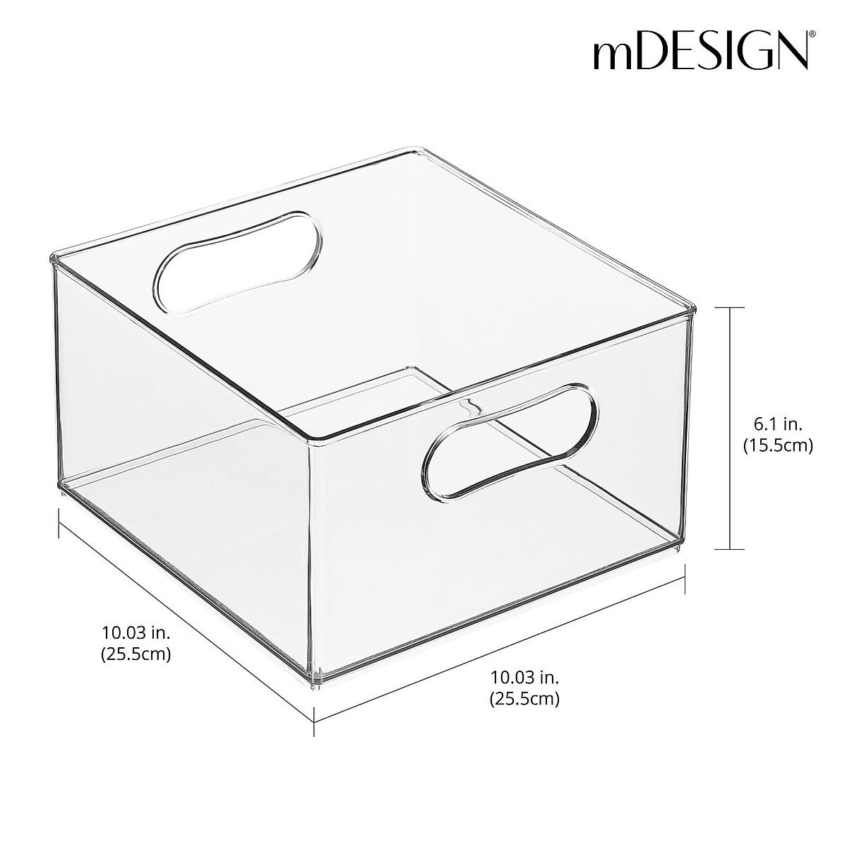 mDesign Deep Plastic Stackable Storage Organizer Container Bin, Household Organization for Cabinet, Counter, Drawer, Cubby, and Cupboard, Holds Clothing, Linens, Toys, 2 Pack, Clear