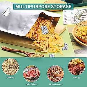 MUACL 50 Mylar Bags for Food Storage-10"x14" Extra Thick mylar bags with 50pcs*400cc Oxygen Absorbers and Label Stickers ,for Wheat, Rice, Legumes Meat Long Term Food Storage Home Organization