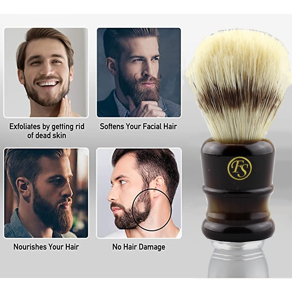Frank FS shaving Synthetic Hair Shaving Brush for Men's Personal and Professional Shaving (Dark Horn)