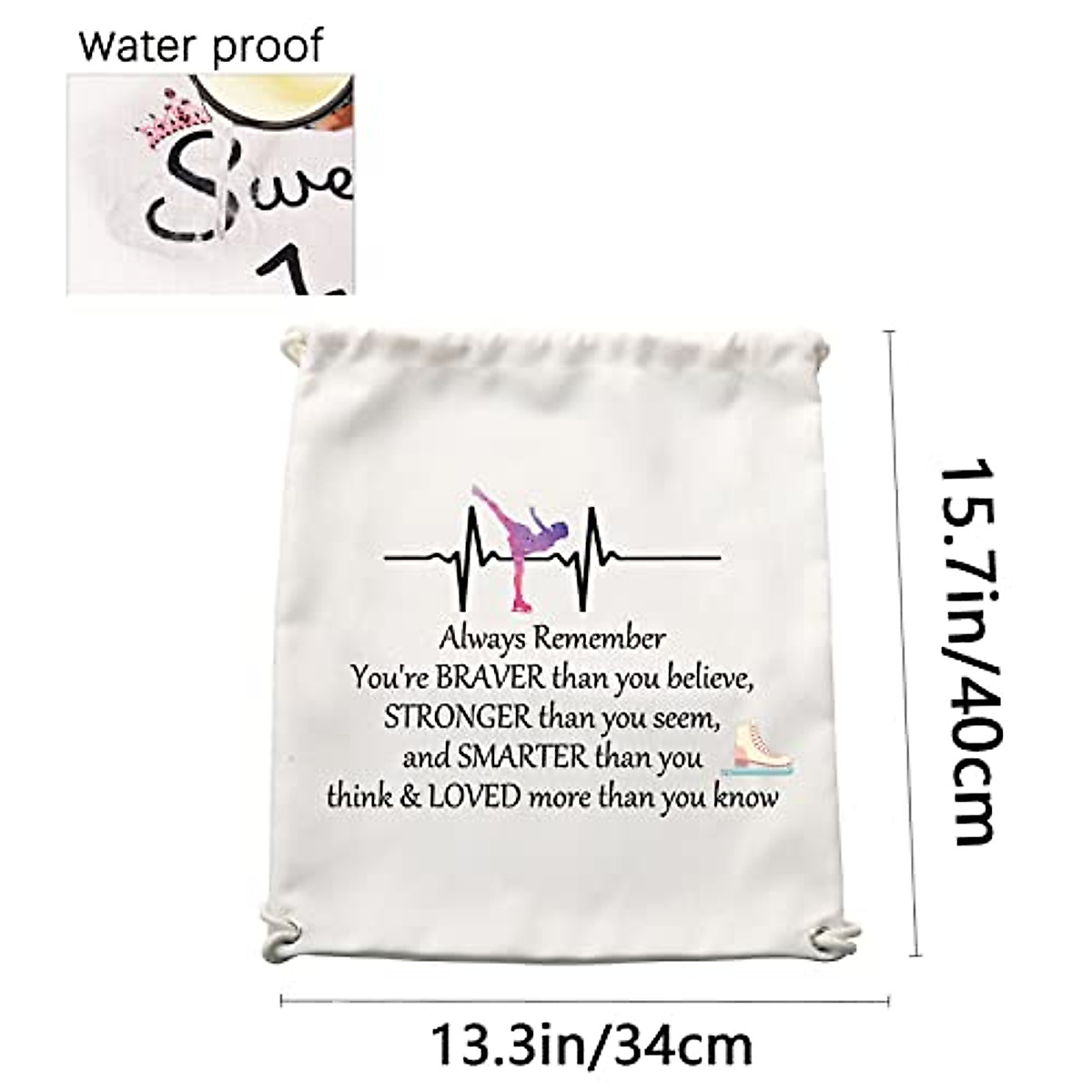 Ice Skating Gifts Skating Cosmetic Bag Figure Skating Gifts Makeup Bag Skate Lover Gift for Women Ice Skater Gifts Zipper Pouch Travel Bag Zipper Storage Organizer (Skating Drawstring Backpack Bag)