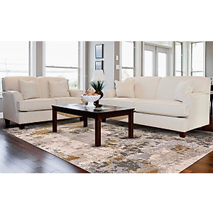 Feizy Rugs Waldor Area Rug, Contemporary Abstract Gold/Birch 5' x 8'