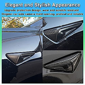 Carbar Tesla Side Camera Cover for Model 3 Model Y 2017-2023 Real Carbon Fiber Side Camera Protective Cover Exterior Car Accessories (2Pcs Glossy Carbon Fiber)