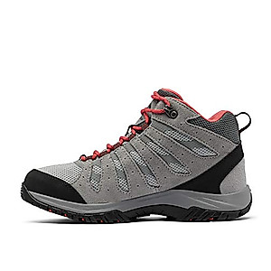 Columbia Women's Redmond III Mid Waterproof Walking Shoe Hiking, Steam/Red Coral, 7.5