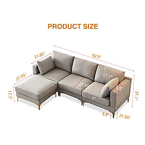 LCH Convertible, L Shaped Reversible Chaise, Sectional Sofa Couch for Small Space, Grey