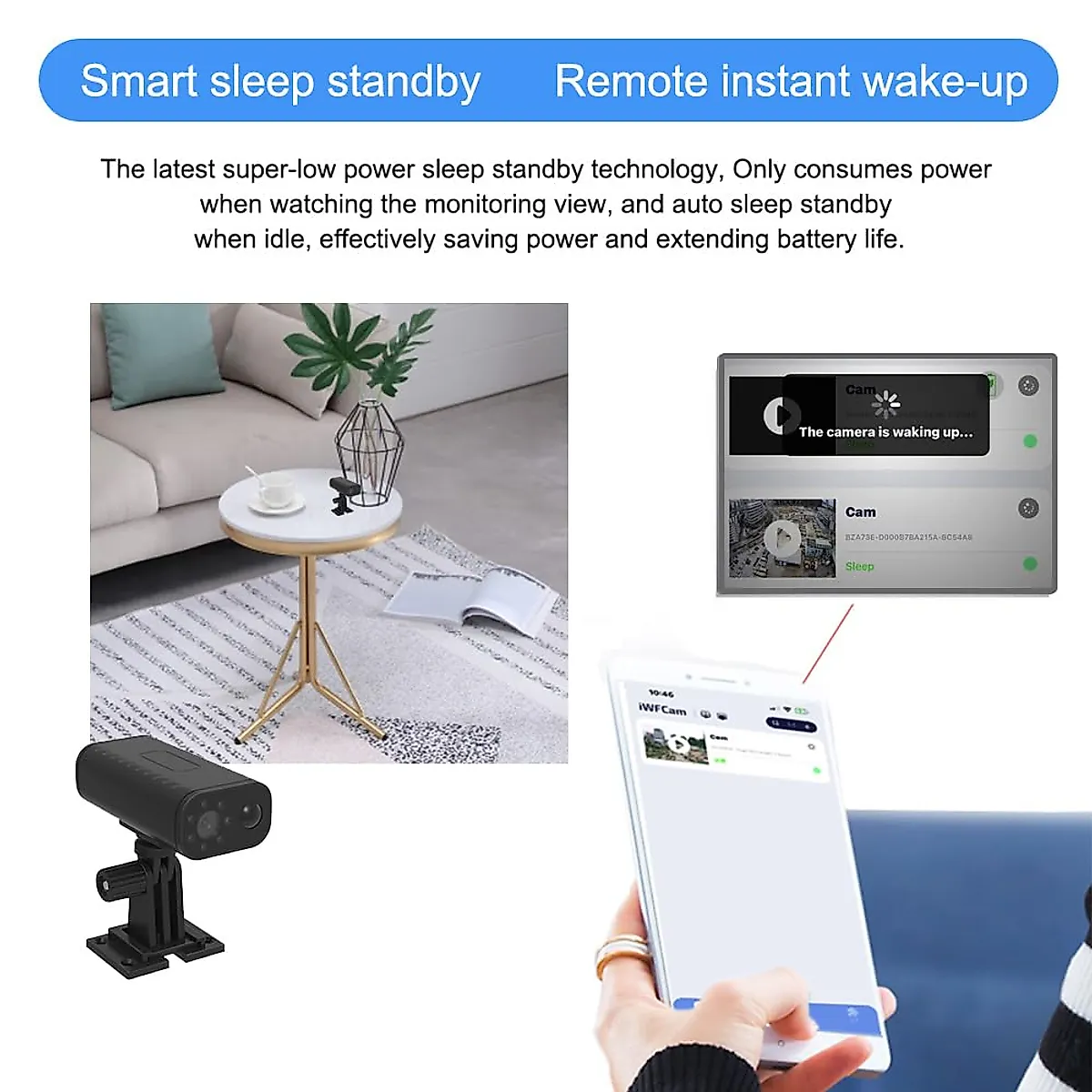 PNZEO W9 Mini Cameras Home Security Camera Indoor Wireless WiFi Remote View Outdoor Waterproof Smart Camera with Human Body Detection,Super-Long Battery Life