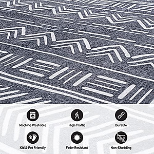 Rugshop Contemporary Geometric Bohemian Stain Resistant Flat Weave Eco Friendly Premium Recycled Machine Washable Area Rug 8'4"x11'6" Dark Gray