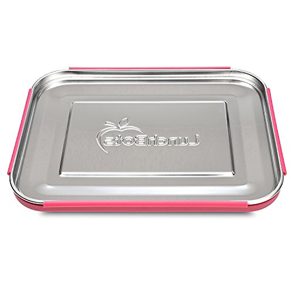 LunchBots Large Trio Stainless Steel Lunch Container -Three Section Design for Sandwich and Two Sides - Metal Bento Lunch Box - Eco-Friendly - Stainless Lid - Pink Dots