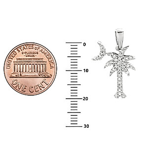 Ritastephens Sterling Silver Shiny Cubic Zirconia Palmetto Moon Tree 18 inches