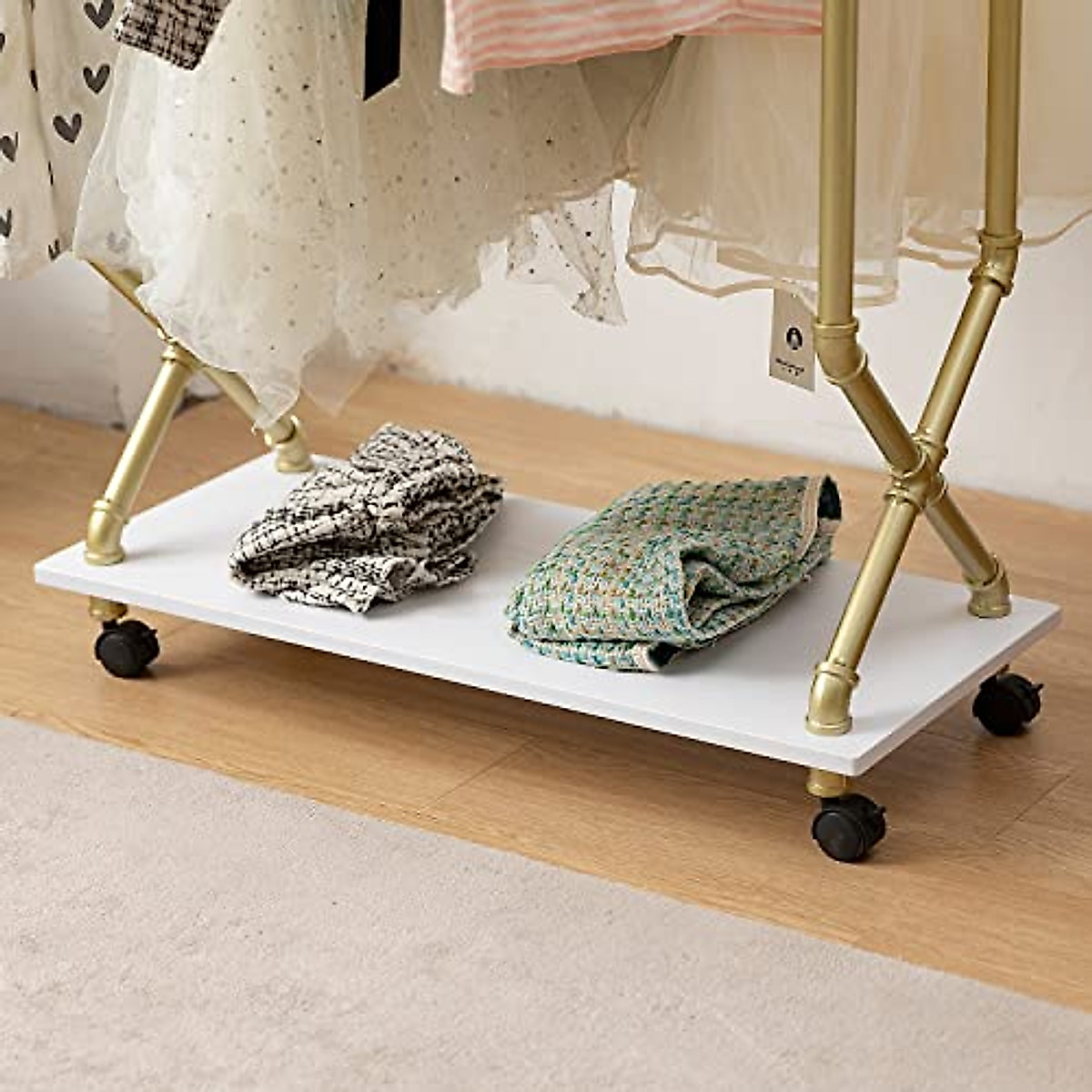 ZYUXUAN Kid Armoire Dress up Rack, Industrial Child Garment Rack, Kids Clothing Rack with Storage Shelf for Small Space, Kid Pipe Clothes Rolling Wardrobe, Costume Organizer Center