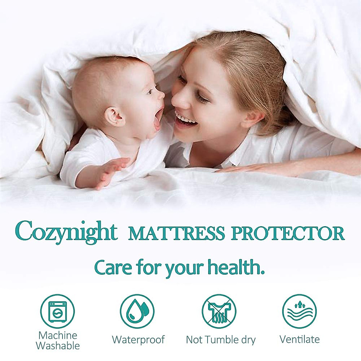 Cozynight Full Size 100% Waterproof Mattress Protector, Breathable, Noiseless, Mattress Cover, Fitted 10"-18" Deep Pocket Bed Cover