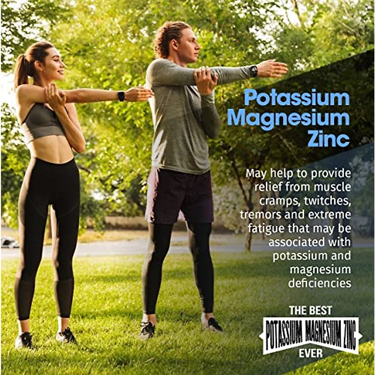 Magnesium Potassium Supplements w/ Zinc - 90 Capsules - Magnesium Potassium Zinc for Vascular Health – High Absorption Vegan Potassium Magnesium Supplement for Leg Cramps and Sleep