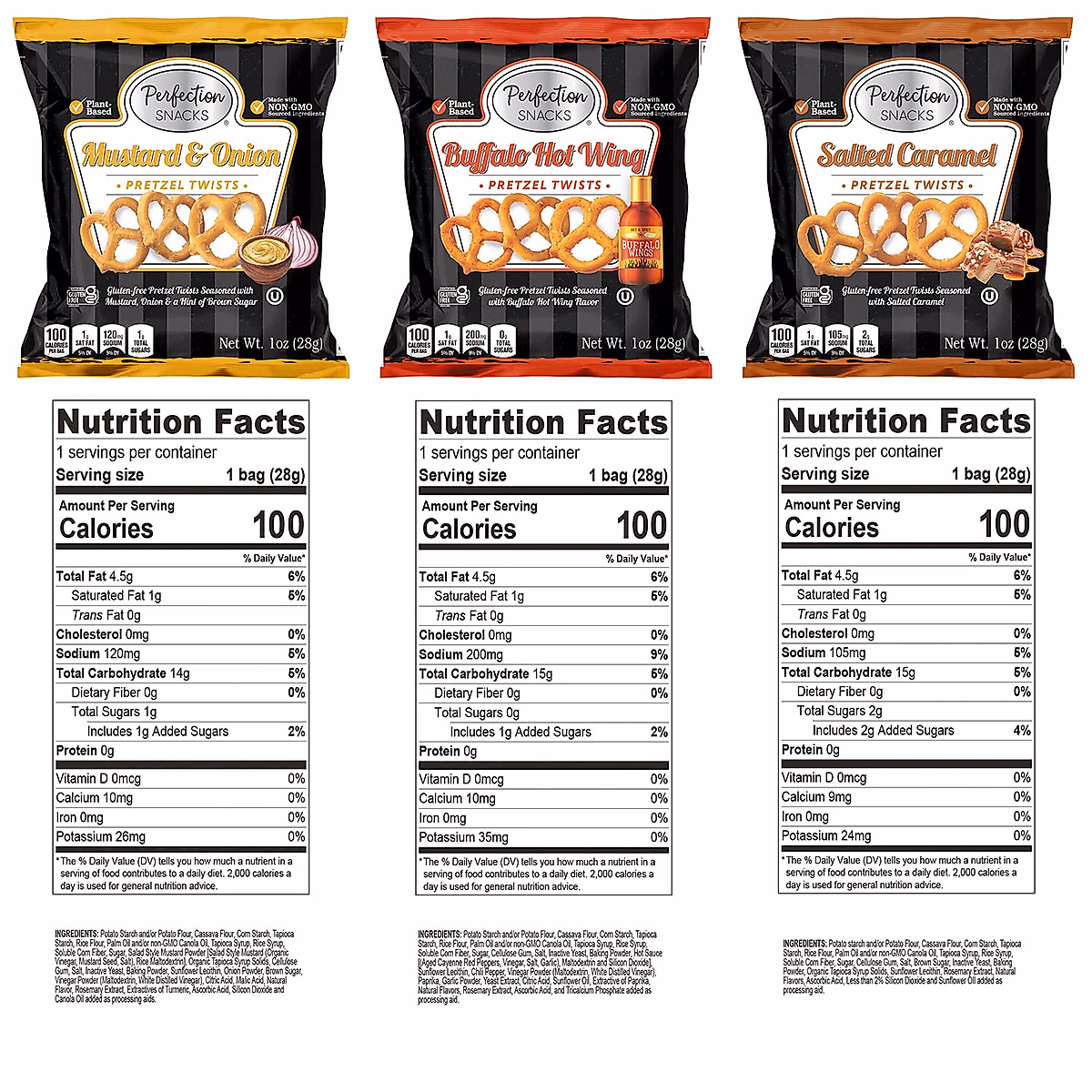 Perfection Snacks Pretzels Mix Variety Pack, Gluten Free, 1oz Bags (20 Count)