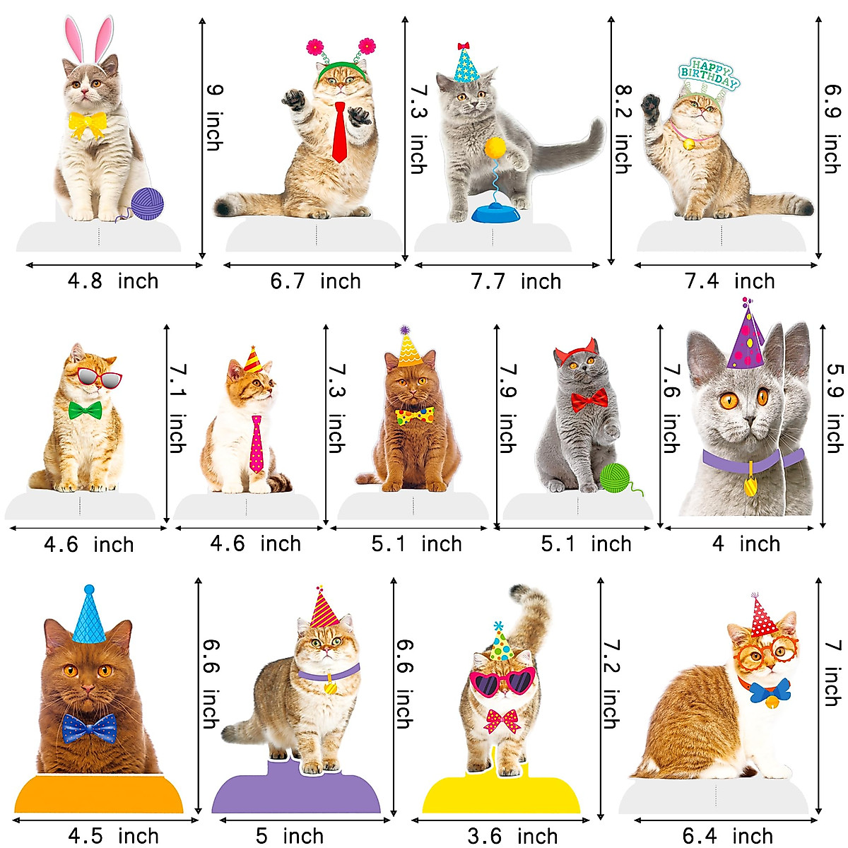 British Shorthair Cat Honeycomb Centerpieces 12Pcs Cat Birthday Party Decorations Cute Cat Party Table Decorations for Cat Themed Kitten Birthday Party Supplies