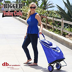 dbest products Bigger Trolley Dolly, Blue Shopping Grocery Foldable Cart