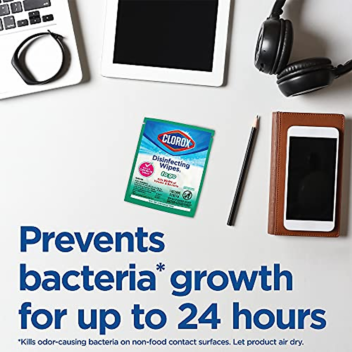 Clorox Disinfecting Wipes to Go, Bleach Free Cleaning Wipes in Bulk, Wipes with Fresh Scent, Kills Bacteria, Individually Wrapped, 1 Count Each, (Pack of 100)