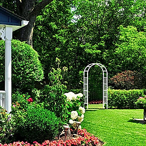 Qikdesign 40" W x 86" H Vinyl Arch, Vinyl Arbor, Garden Arch, Garden Arbor for Climbing Plants, Yard, Garden or Pathway, White