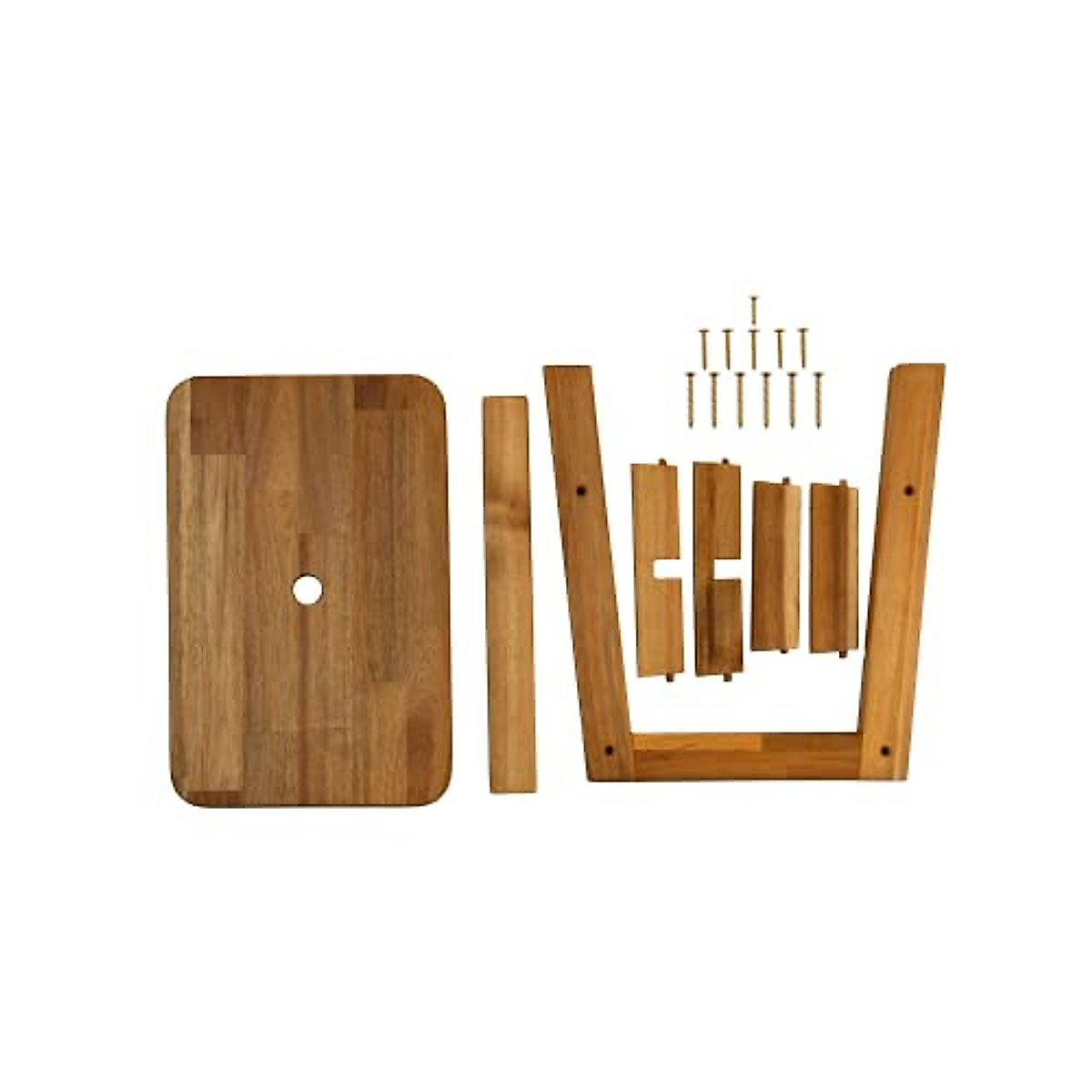 Acacia Wood Stool Rectangle Top Chairs Best Ideas End Tables for Sofas Sub-Stool for Living Room Bedside Strong Weight Capacity Upto 350 LBS, Natural Color