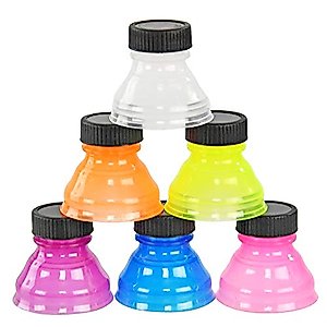 HOME-X Plastic Soda Can Cap, Reusable Soda Can Drink Lids, Colorful Covers for Soft Drinks, 2 ¼" Diameter x 2 ¼ “ H, Set of 6, Multi Colors