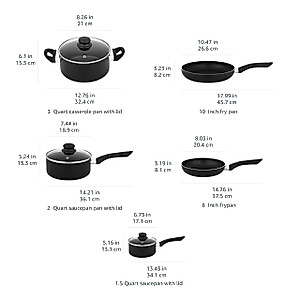 Amazon Basics Non-Stick Cookware Set, Pots and Pans - 8-Piece Set