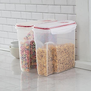 Cereal Containers Storage Dispenser Extra Large 1.5 Gallon (192 Oz) Keeps Fresh Cereal Airtight Lid Plastic, Dog or Cat Food Containers Family-Size Cereal Keeper, Dishwasher Safe - Made In USA - 2 Pack
