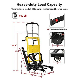 Electric Stair Climbing Hand Trucks Dolly 120W Motor 440Lbs Load Folding Electric Stair Climber Cart with Charger Lithium Battery 6 Solid Wheels for Moving Climbing Stairs Logistics Distribution