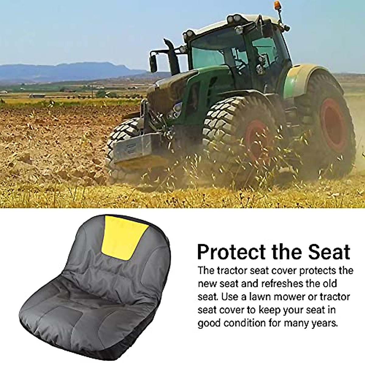 EMVANV Lawn Mower Seat Cover, Garden Protective Case Seat Cover, Heavy Duty Elastic Band Lawn Mower Anti Slip Seat Cover, Waterproof Tractor Seat Cover for Riding Lawn Mower(Grey)