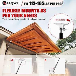 17Inch 150Lbs/667N Gas Struts Spring Shocks Lift Support with L Brackets for RV Murphy Bed Heavy Duty Tool Box Cabinet Trap Basement Door Floor Hatch Lid Truck Canopy Cover Trailer 2pcs by IAQWE