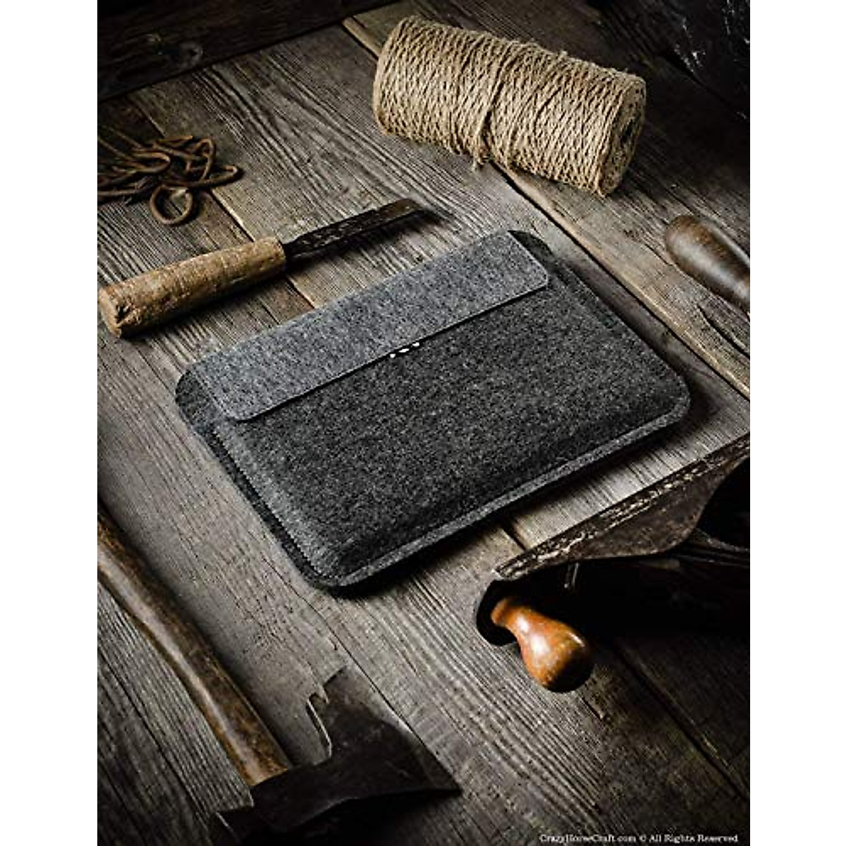 iPad Pro 12.9 inch leather case | Wood Brown, iPad Pro 11 cover, 10.2 inch sleeve, 100% wool felt, pencil holder handmade Crazy Horse leather tablet bag, NEW 2020 iPad Air 10.9 inch, Crazy Horse Craft