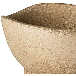 Creative Co-Op Boho Terracotta Footed Planter, Distressed Cream