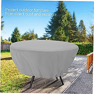 Round Table Dust Cover Outdoor Waterproof Garden Patio Furniture Covers(Black) A