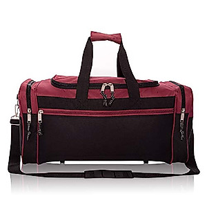 DALIX 21" Blank Sports Duffle Bag Gym Bag Travel Duffel with Adjustable Strap in Maroon
