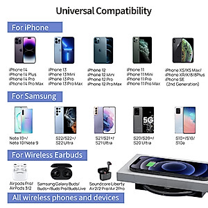 KPON Invisible Wireless Charger, Hidden Long Distance Charger, Under Desk 10W Furniture Charging Pad for iPhone 14/14 Plus/14 Pro/14 Pro max/13 Series/Wireless Phones