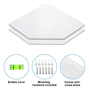 bodkar Corner Shelf Wall Mount, Corner Floating Shelves,Small White Metal Wall Corner Shelf Set of 2 for Living Room, Bedroom, Bathroom(White)