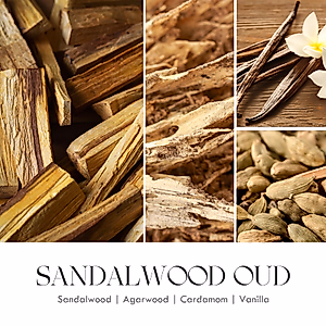 AOOVOO Scented Candles for Men - Sandalwood & Oud Candles for Home Scented, Masculine Black Candle Gift for Women & Men, Gifts for Birthday, Christmas, 9 oz Natural Soy Wax