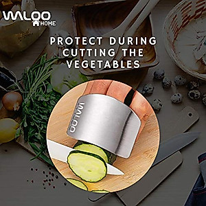 WALOO Stainless Steel Finger Guard for Cutting | Knife Cutting Protector & Kitchen Tool Guards | Kitchen Safe Chop Cut Tool Avoid Hurting During Slicing & Chopping (3 Pack, Silver)