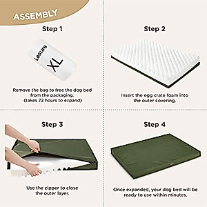 Lesure Outdoor Water-Resistant Dog Beds for Large Dogs - Dog Bed Washable with Oxford Fabric Surface, Large Orthopedic Foam Pet Bed with Removable and Durable Cover, Machine Washable