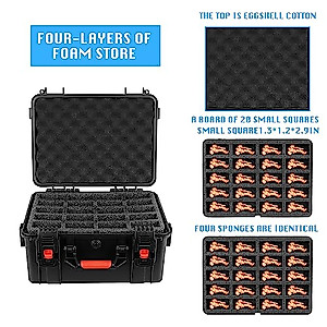 Miniature Storage Hard Shell Figure Case - 80 Slot Figurine Minature Carrying Case with Foam Layer for Miniatures Compatible with Warhammer 40k, DND & More (80)