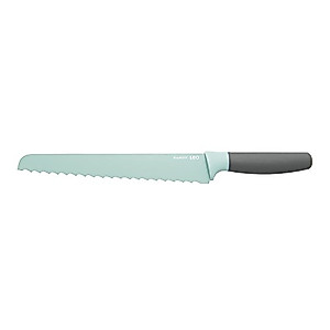 Berghoff Leo Ceramic Coated Non-Stick Bread Knife with Soft Touch Handle, 23cm, Stainless Steel, Green