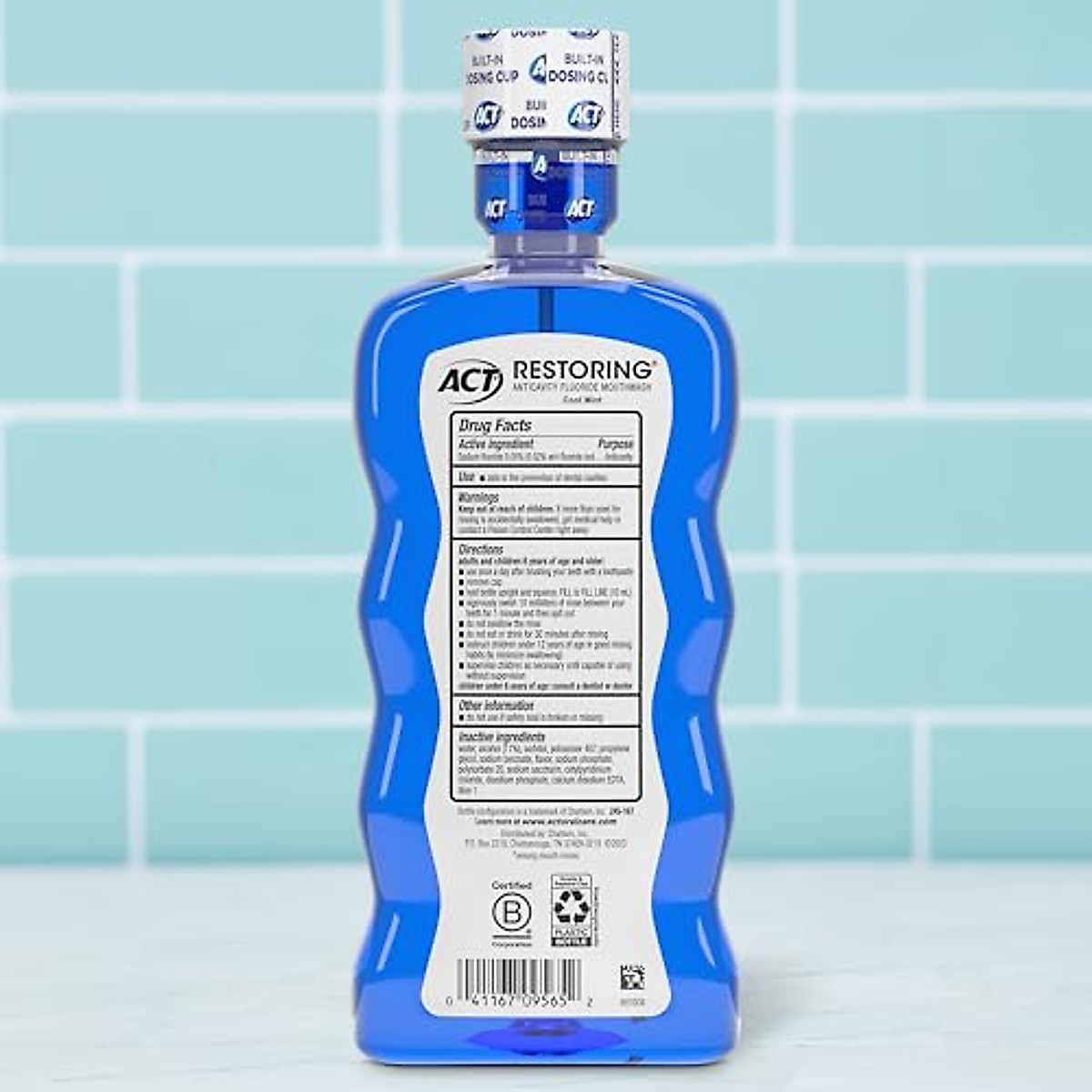 ACT Restoring Fluoride Mouthwash 18 fl. oz. Strengthens Tooth Enamel, Cool Mint