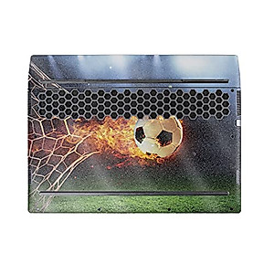 MightySkins Glossy Glitter Skin Compatible with Alienware M17 R5 (2022) Full Wrap Kit - Flaming Soccer Ball | Protective, Durable High-Gloss Glitter Finish | Easy to Apply | Made in The USA