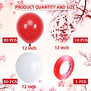 Red Balloons Party Decorations, 50 Pcs 12 In Birthday Decorations for Girls, Happy Birthday Balloons with Red Balloons and White Balloons