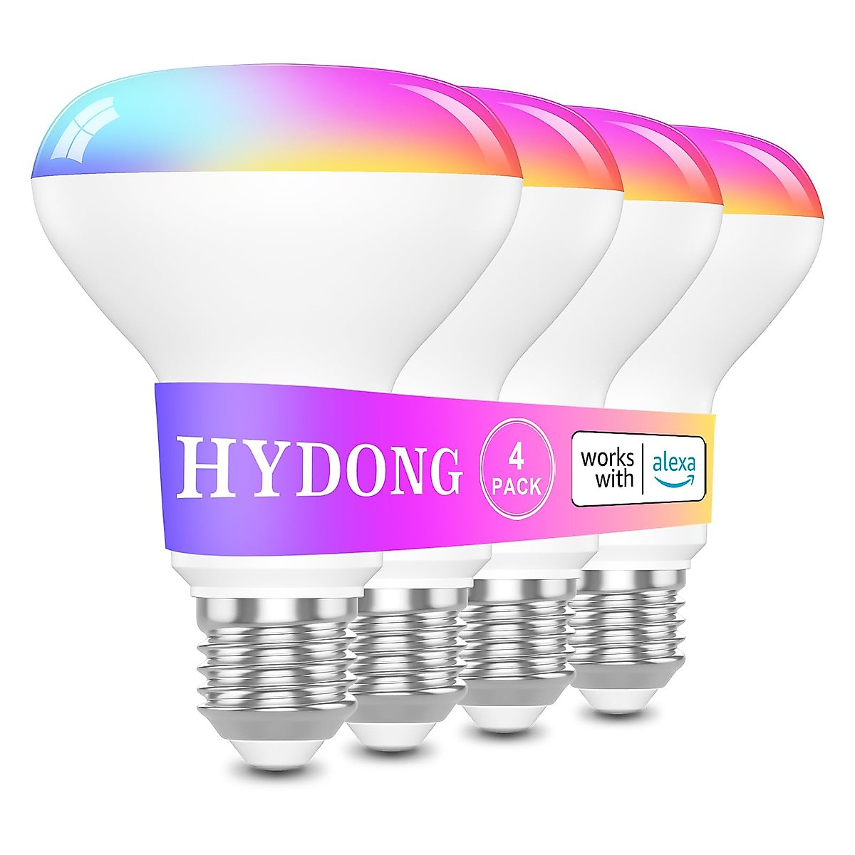 HYDONG Smart RGB Bulb,R80/BR30 Smart Bulbs Work with Alexa,SmartThings.Color Changing LED WiFi Bulb 12W,1080LM,2.4Ghz WiFi only. 4Pack