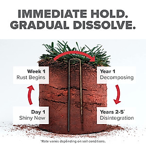 Pinnacle Mercantile USA Made 100 Pack Dissolving Garden Landscape Staples Weed Barrier Fabric Stakes 6 inch Pins Sod Staple 11 Gauge Steel