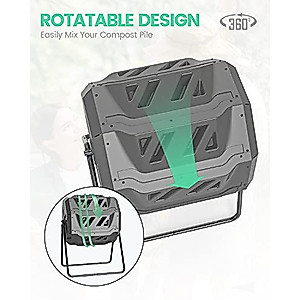 Garden Compost Bin from BPA Free Material, Dual Rotating Outdoor Composting Tumblers (43 Gallon,Black)