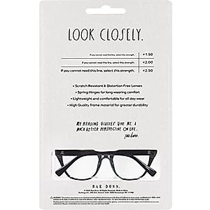 Rae Dunn "BELLA Premium Reading Glasses - 3 Pack w/SEE Signature Font (Pearl Multi/Crystal Cool Grey/Glossy Jet Black, 2.0)