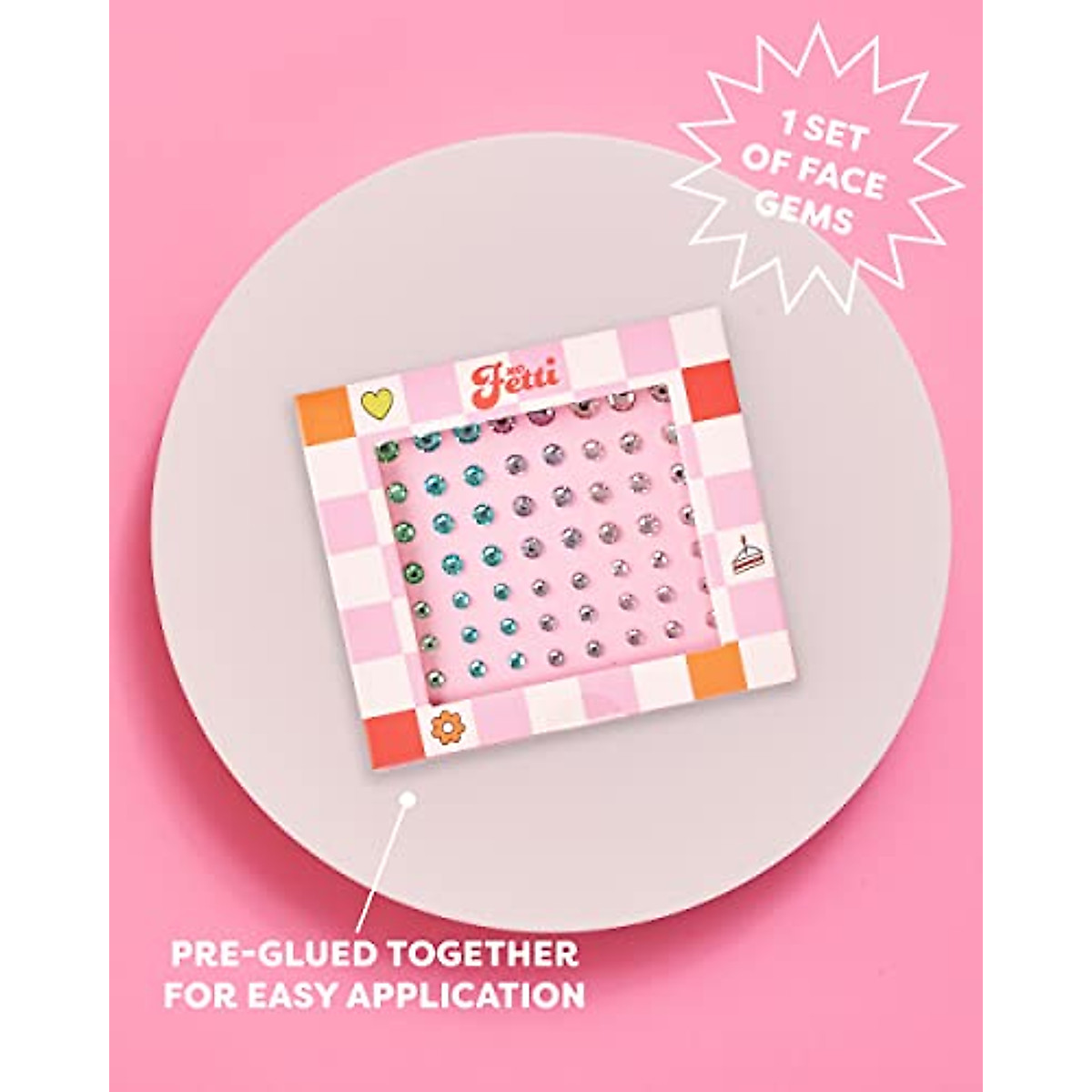 xo, Fetti Pastel Diamond Rhinestone Face Gems - 1 Set | Rainbow Birthday Accessories, Crystal Bachelorette Party, Pride, Rave, Festival