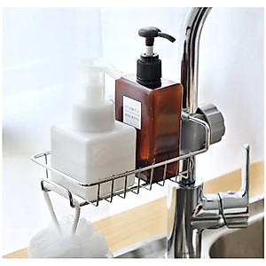Mokife Bathroom Shower Caddy No Drill, 2 Pack Shampoo Soap Holders Stainless Steel Fauce Rack Kitchen Sink Organizer Bathroom Tidy Accessories Rust Free Storage Shelf for 18-25mm Pole