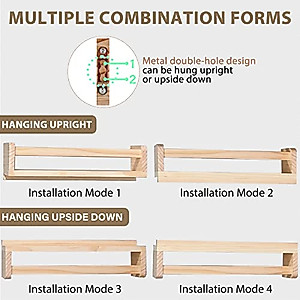 Set of 3 Nursery Room Shelves, Floating Bookshelf for Toddler Baby Room Bedroom Kitchen Bathroom, Small Book Shelf Organizer for Kids, Solid Wood Hanging Book Shelf for Wall Mounted Decor
