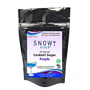 Snowy River Purple Cocktail Sugar - Kosher Certified Naturally Colored Purple Cocktail Rimmer (8oz, Medium Crystal)